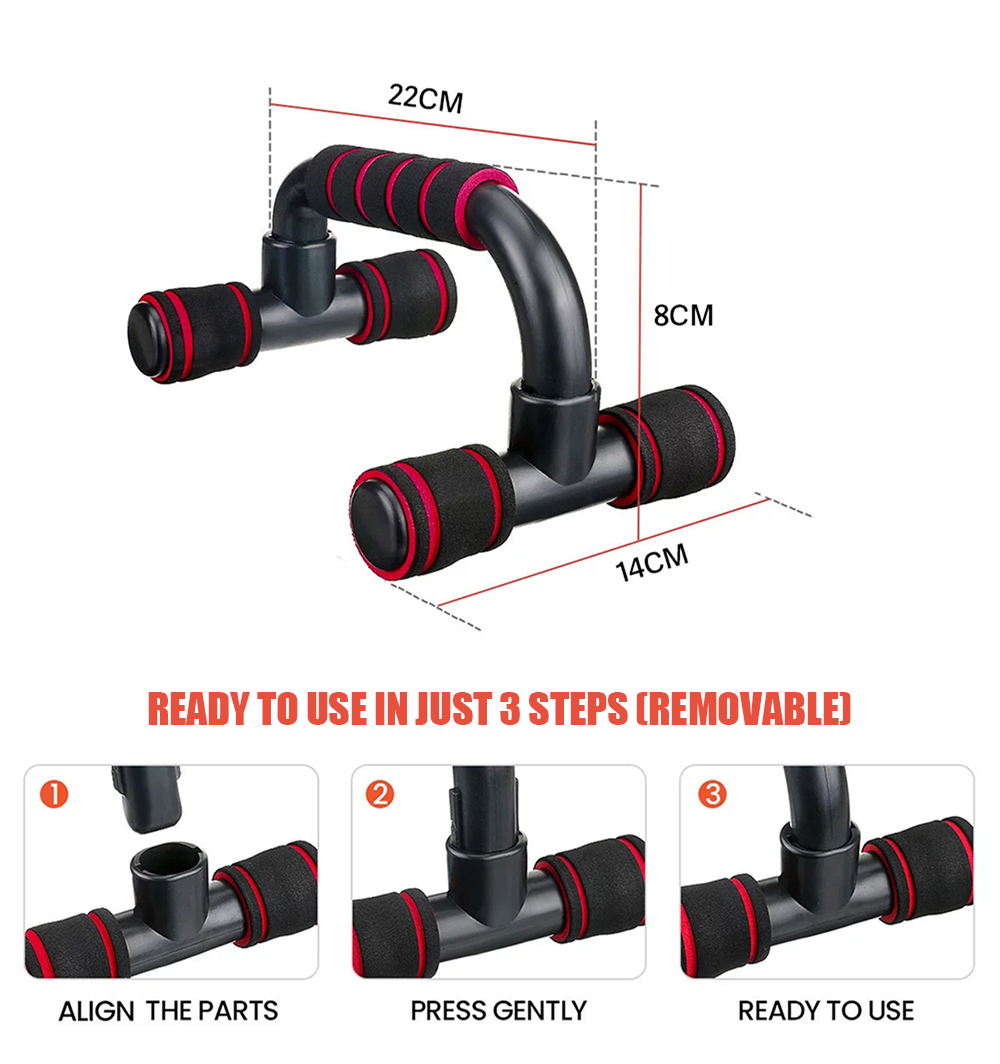 Gym Push Up Bar 2pcs Support H-Type Perfect Muscle Push up Bars Push Up ...