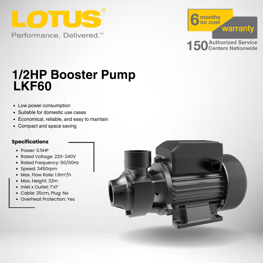 Lotus Booster Pump 1/2HP LKF60X -Electric Pump | Shopee Philippines