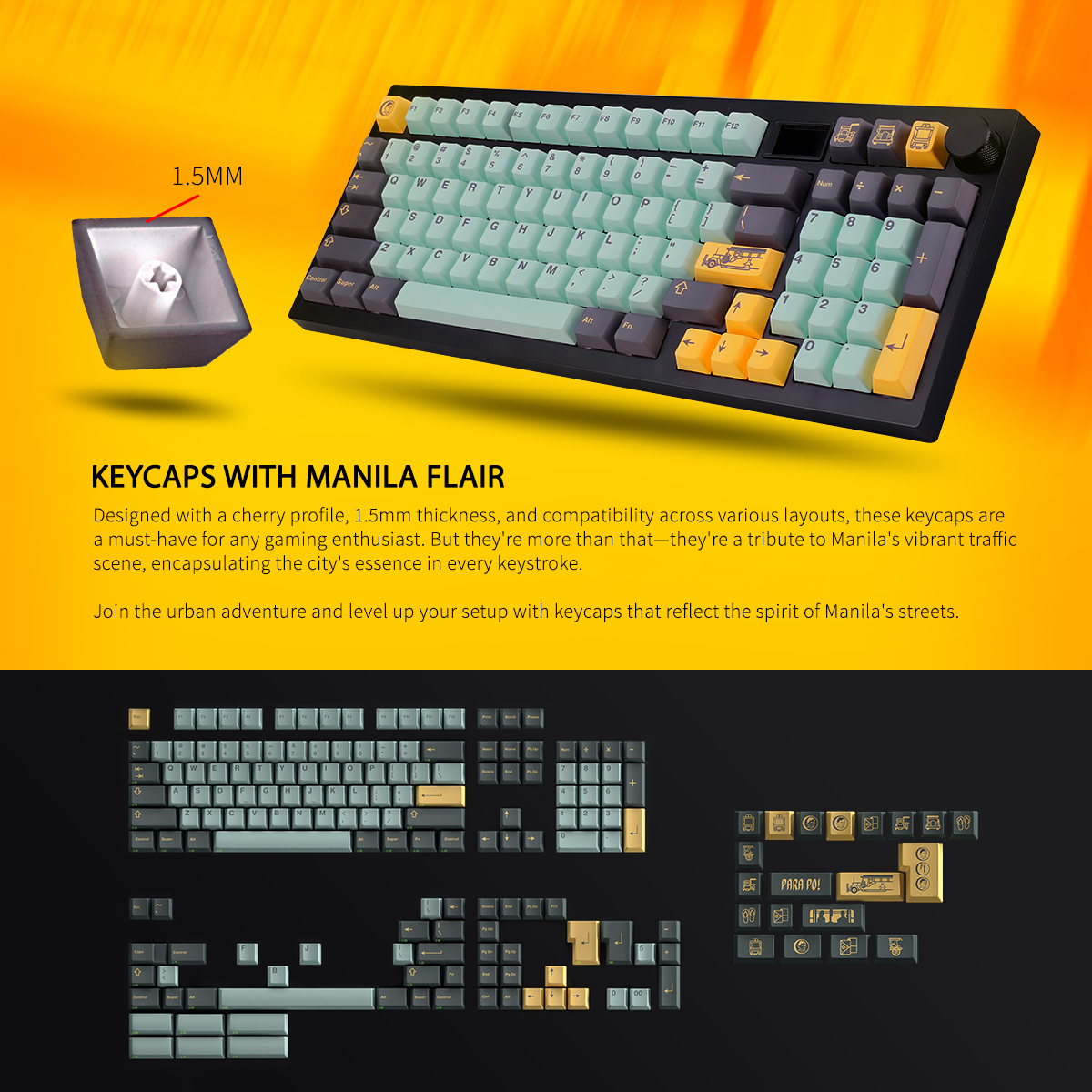 RAKK x ZION PARA PO Dye Sub PBT Keycaps Set and Extended Mousepad ...