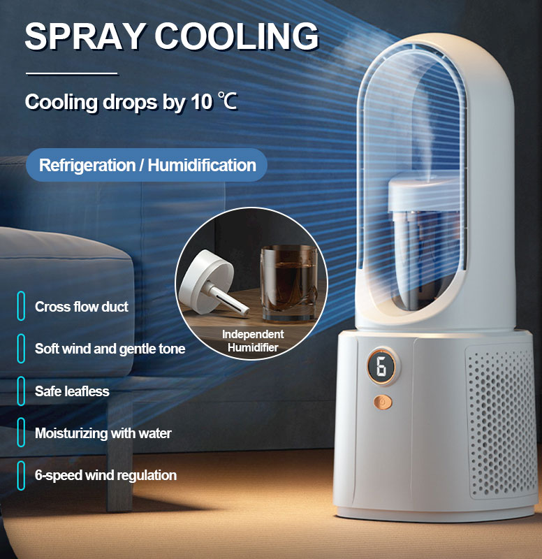 Bladeless Tower Air Cooler Fan Rechargeable Desktop Portable Chargeable ...