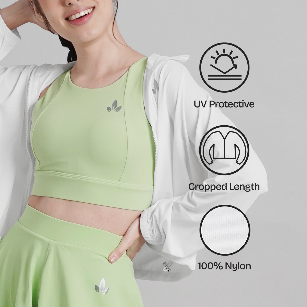 Lotus Activewear SPF 50+ UV Protection Pearl Cropped Parachute Jacket ...