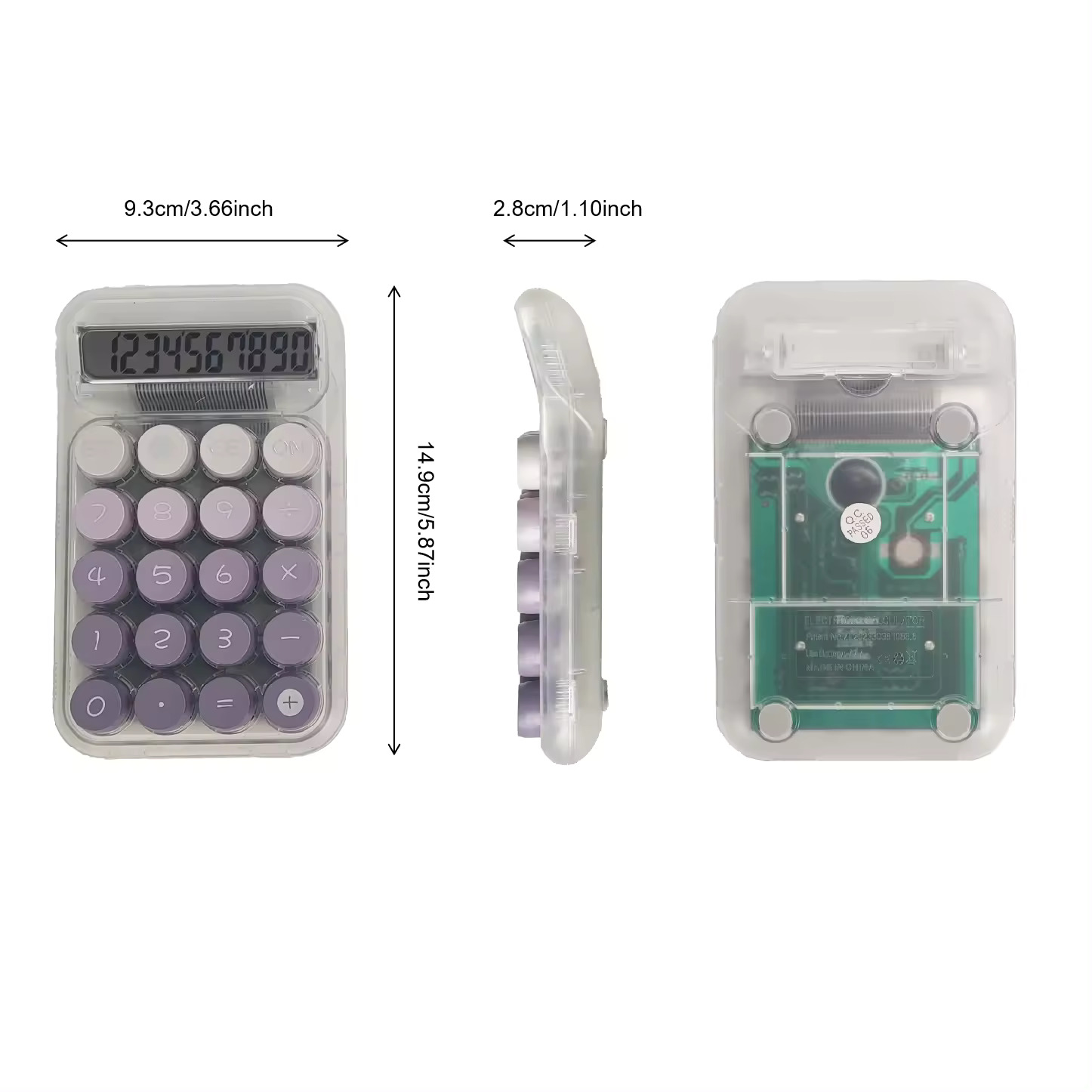 JH Transparent Calculator 10-digit Large Screen Display Gradient ...