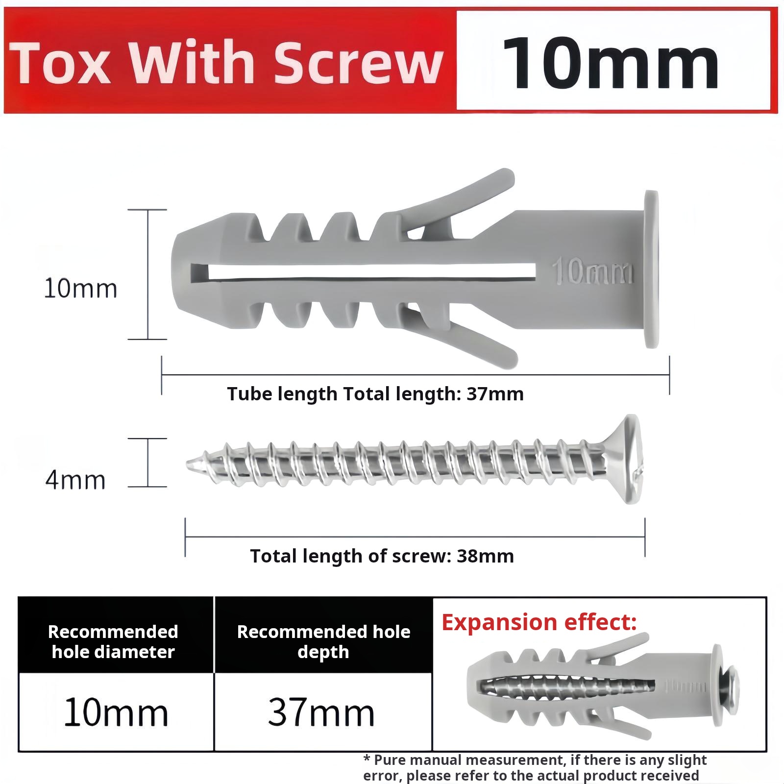 Per Box/50pcs High Quality Heavy-duty Tox with screw/Expand nails with ...