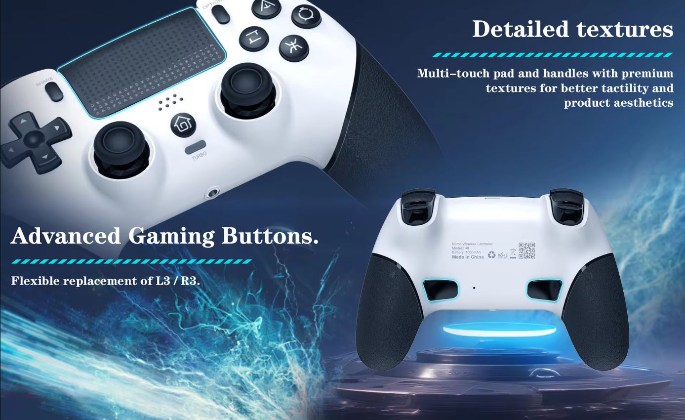 T48 Wireless Bluetooth Dual Shock Controller Turbo Function Safe & Long ...
