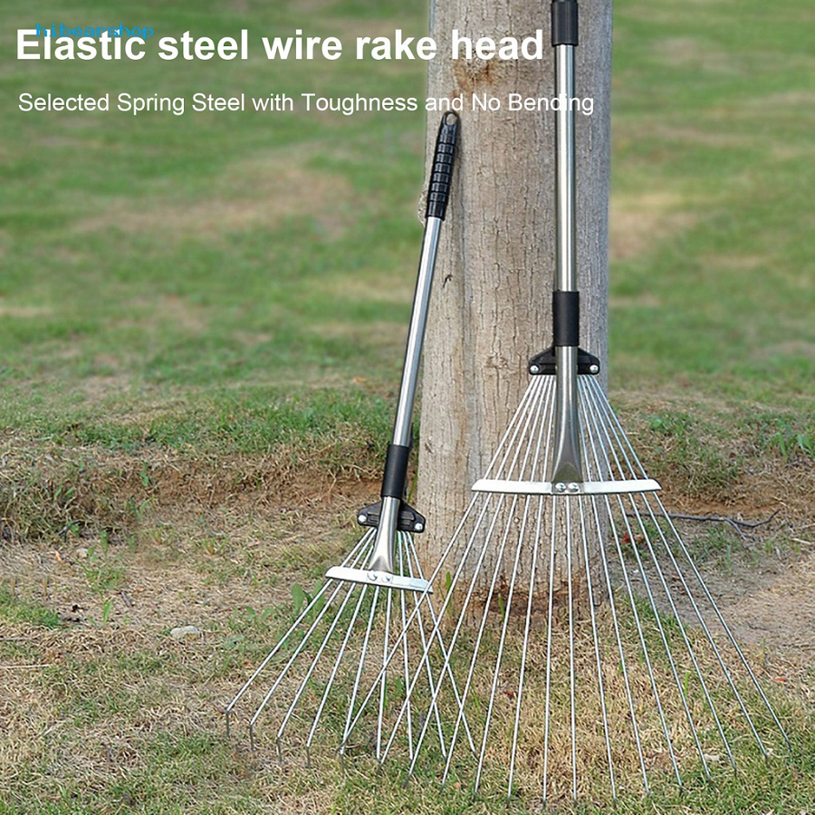 Telescopic Rake 15 Teeth Garden Leaf Rake Cleaning Leaves Rake ...
