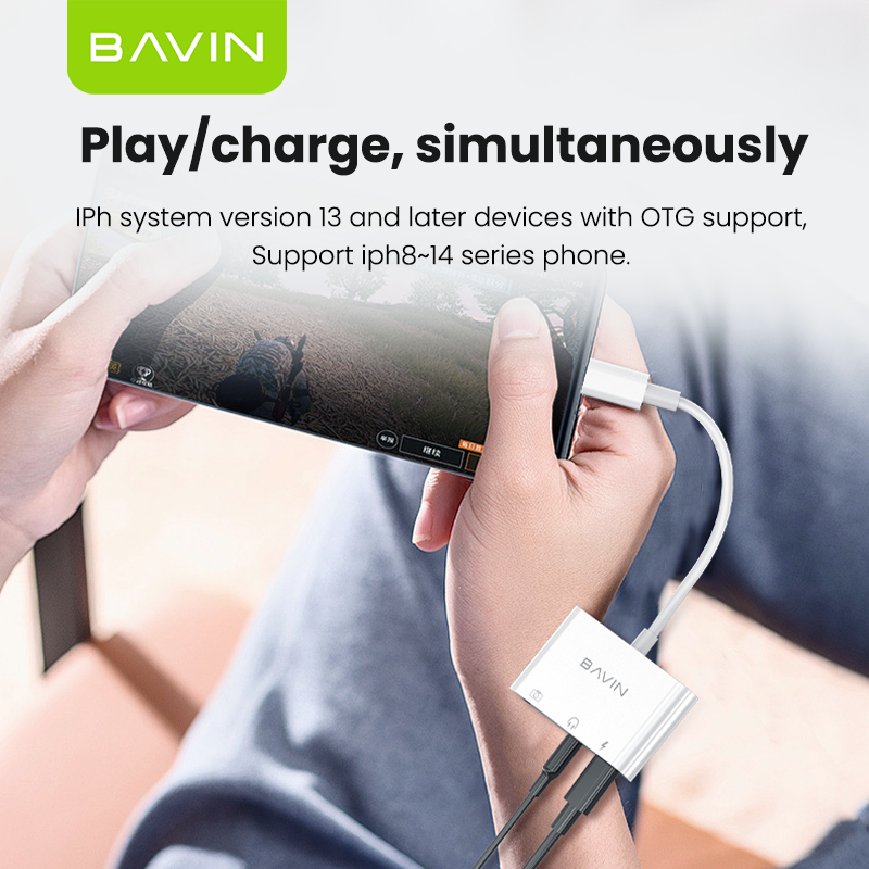 BAVIN O36 3in1 OTG Adapter USB 3.0 Camera Reader & 3.5mm Jack Data Sync ...