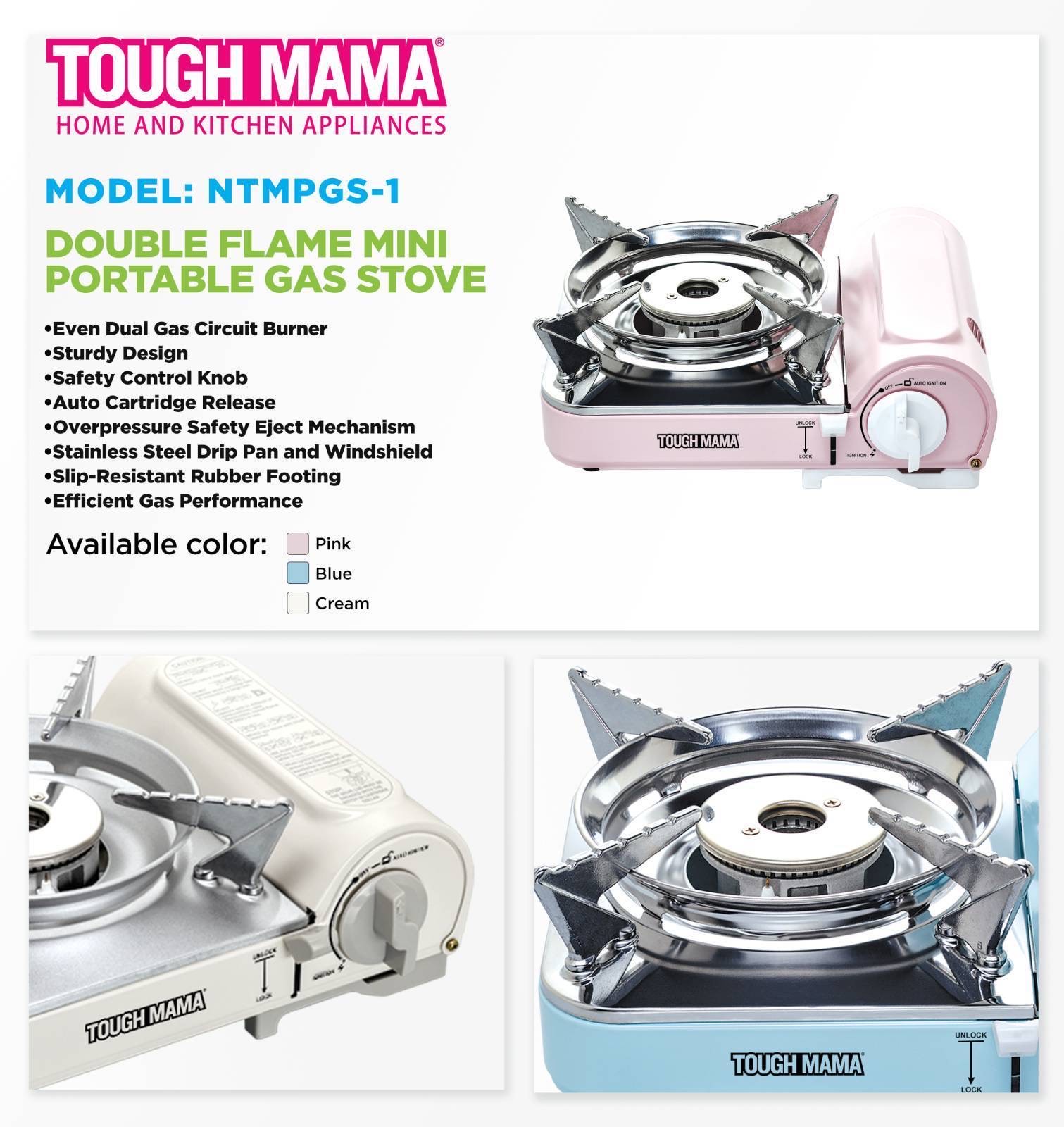 Tough Mama NTMPGS-1 Mini Portable Gas Stove Double Flame Stainless ...