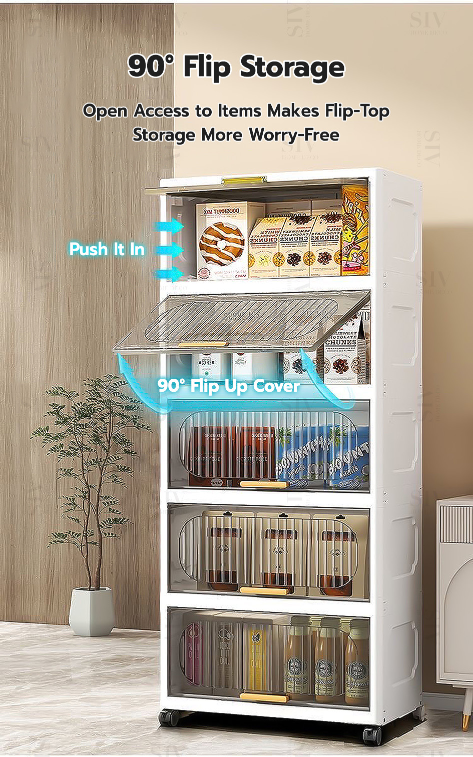 SIV 32-70cm Foldable Storage Cabinet With Flip Door Plastic Storage Box ...