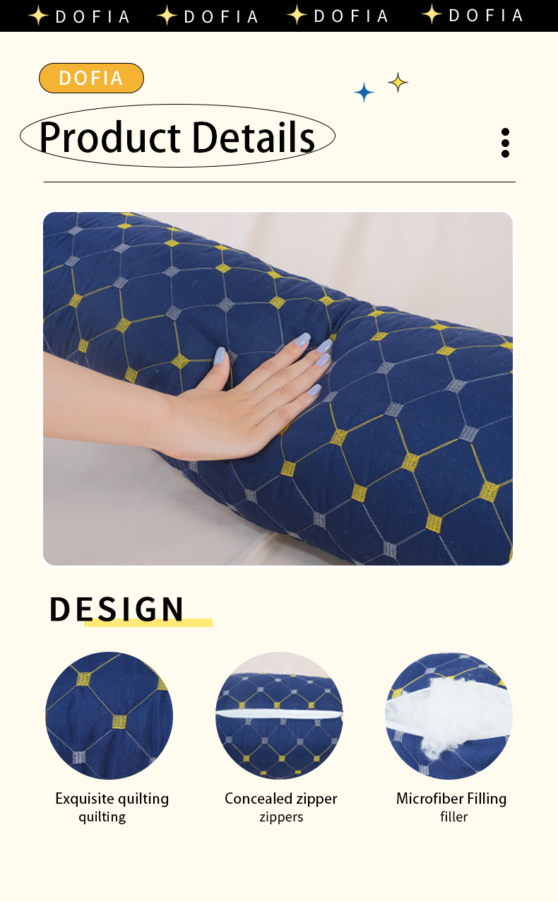 Dofia Bolster Starry Long Pillow Cotton Hypoallergenic Heavyweight ...