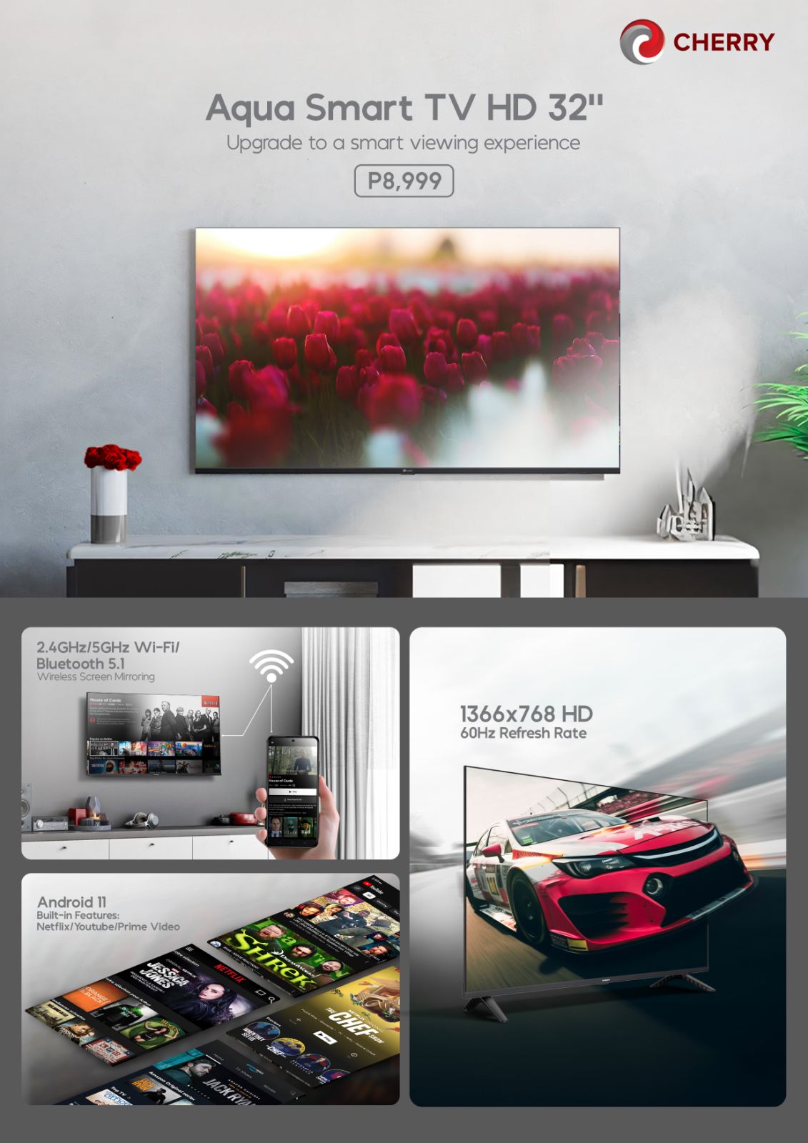 CHERRY Aqua Smart TV 32" | Shopee Philippines