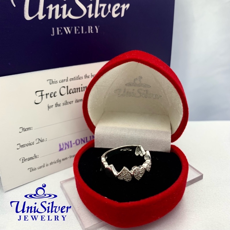 Unisilver 925 Sterling Silver Heart Links Band Ring (RS175-1001 ...