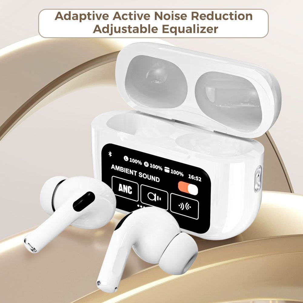 A9 Pro Wireless Earphone Touch Screen Display ANC ENC Gaming Noise ...