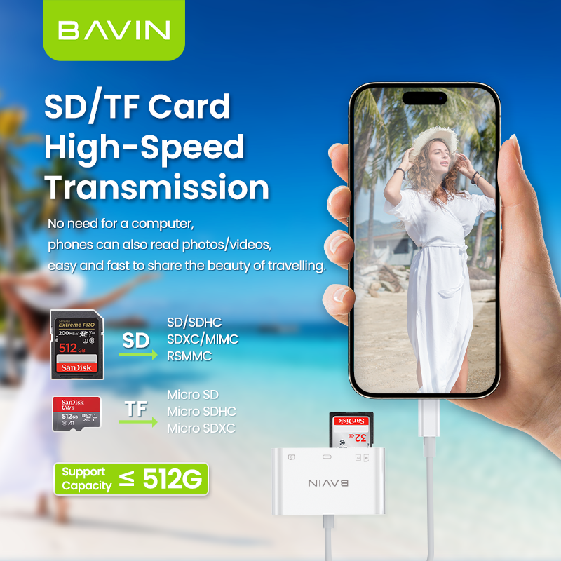 BAVIN O33 / O37 OTG HUB Docking Station Type-C Adapter Compatible for USB 3.0/Memory SD Card/TF ...