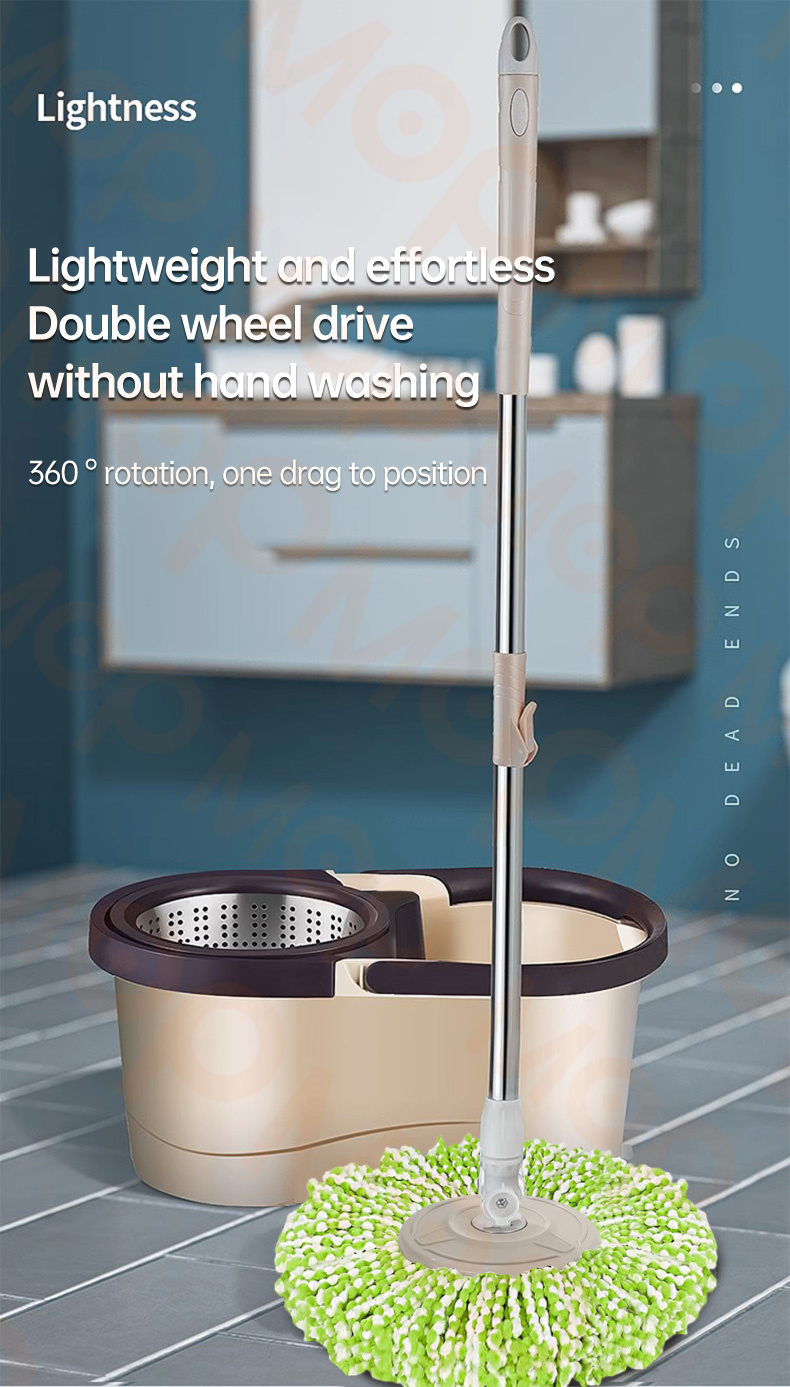 PMOP Spin Mop with Spinner and Stainless Bucket 360Easy Rotating Mop Complete Set for Floor ...