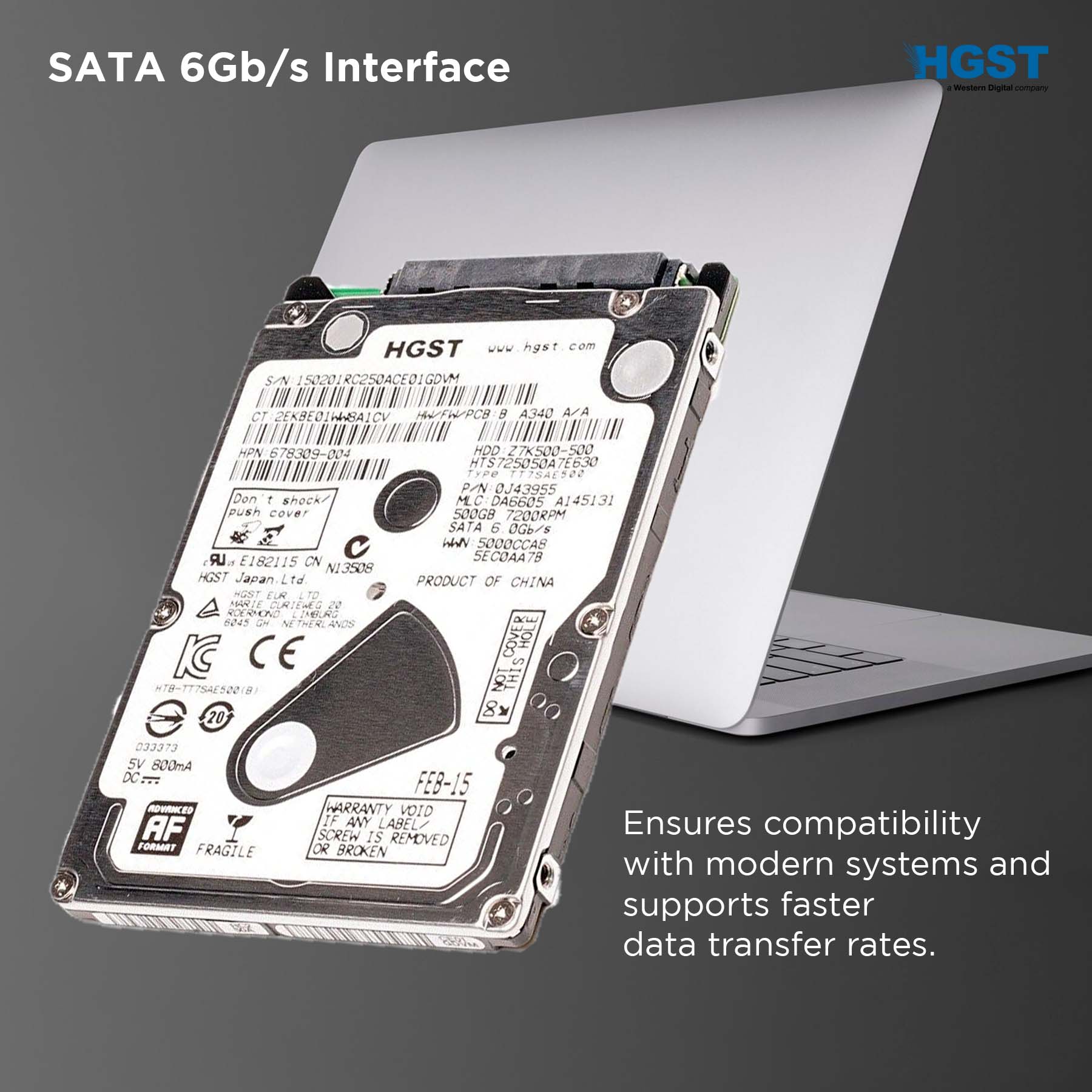 TGPC / Laptop HDD HGST 2.5" Slim HDD 500 GB / Sata 6Gbs/s / 7200 RPM ...