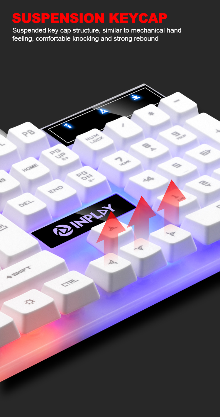 Inplay STX200 Keyboard Mouse Set Rainbow RGB Suspended Backlit Gaming ...