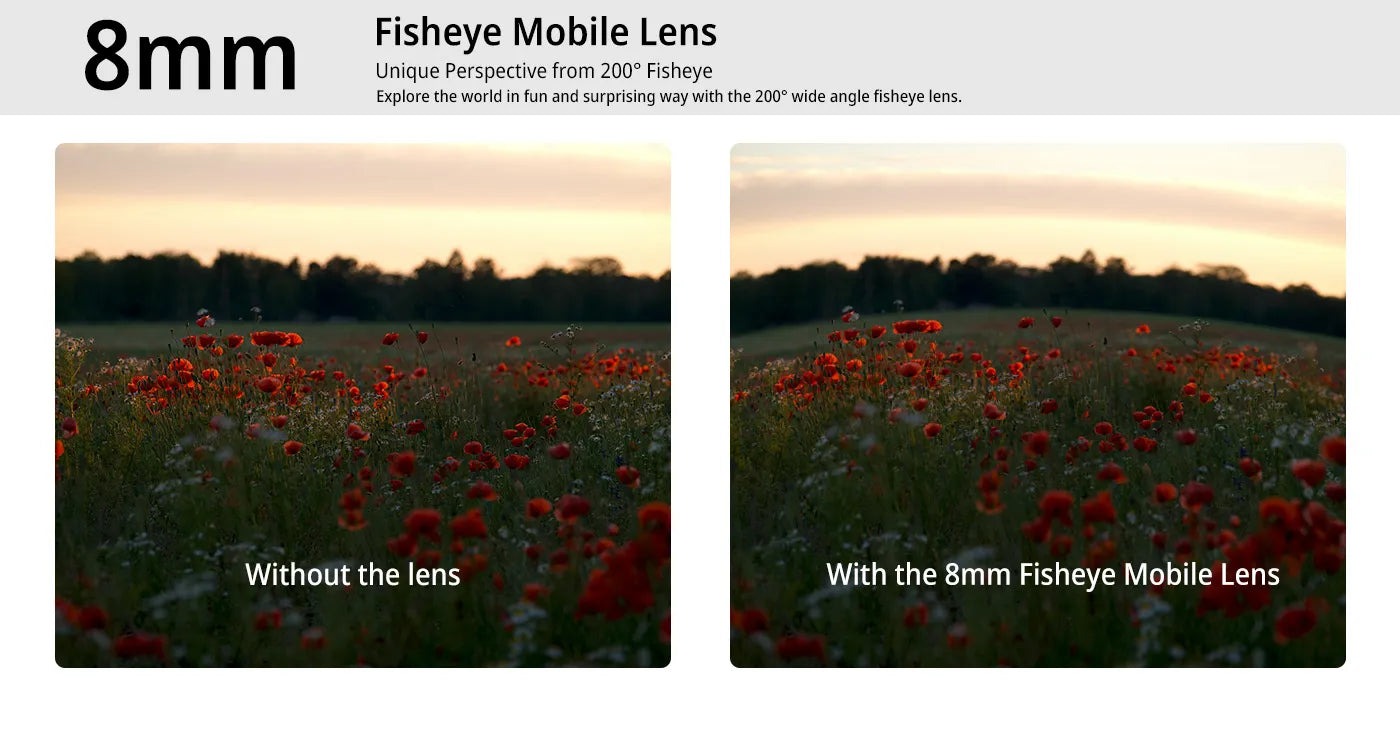 Ulanzi CL-004 8mm Fisheye Lens with 17mm Phone Camera Lens Clip w/ Cold Shoe for Smartphones ...