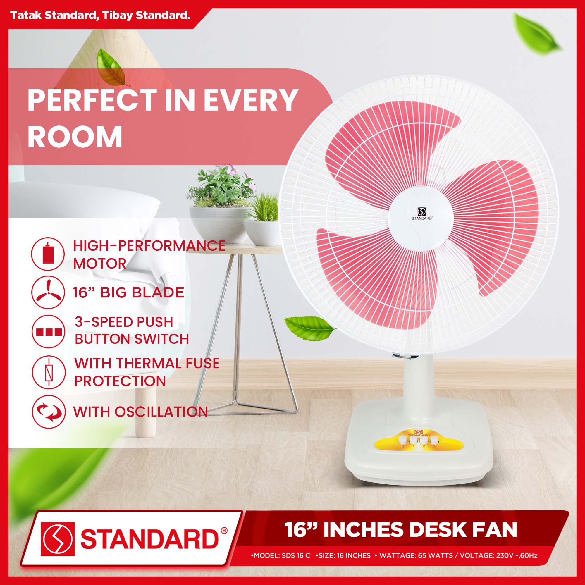 Standard Desk Fan 16" Big Plastic Blade | Shopee Philippines