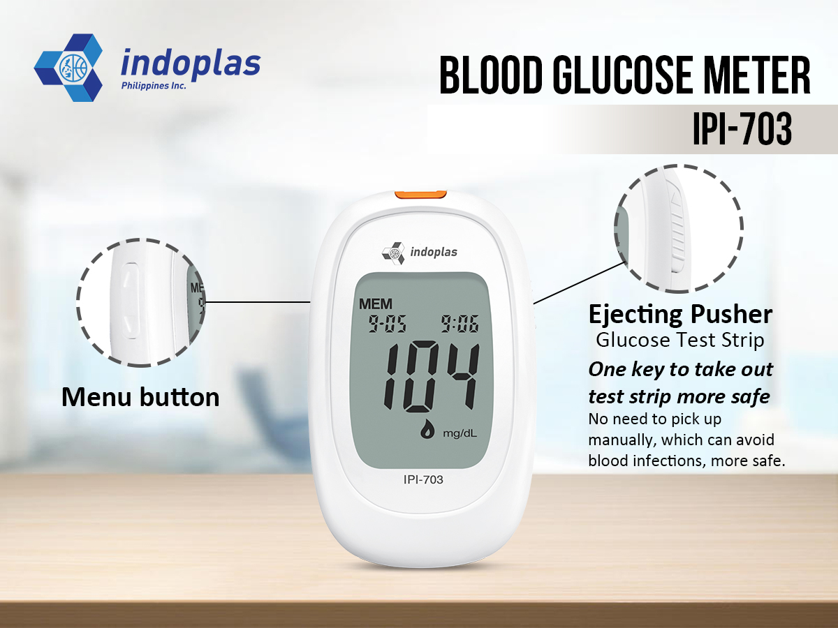 Indoplas Blood Glucose Meter Glucometer Monitoring System IPI-703 + 1 ...