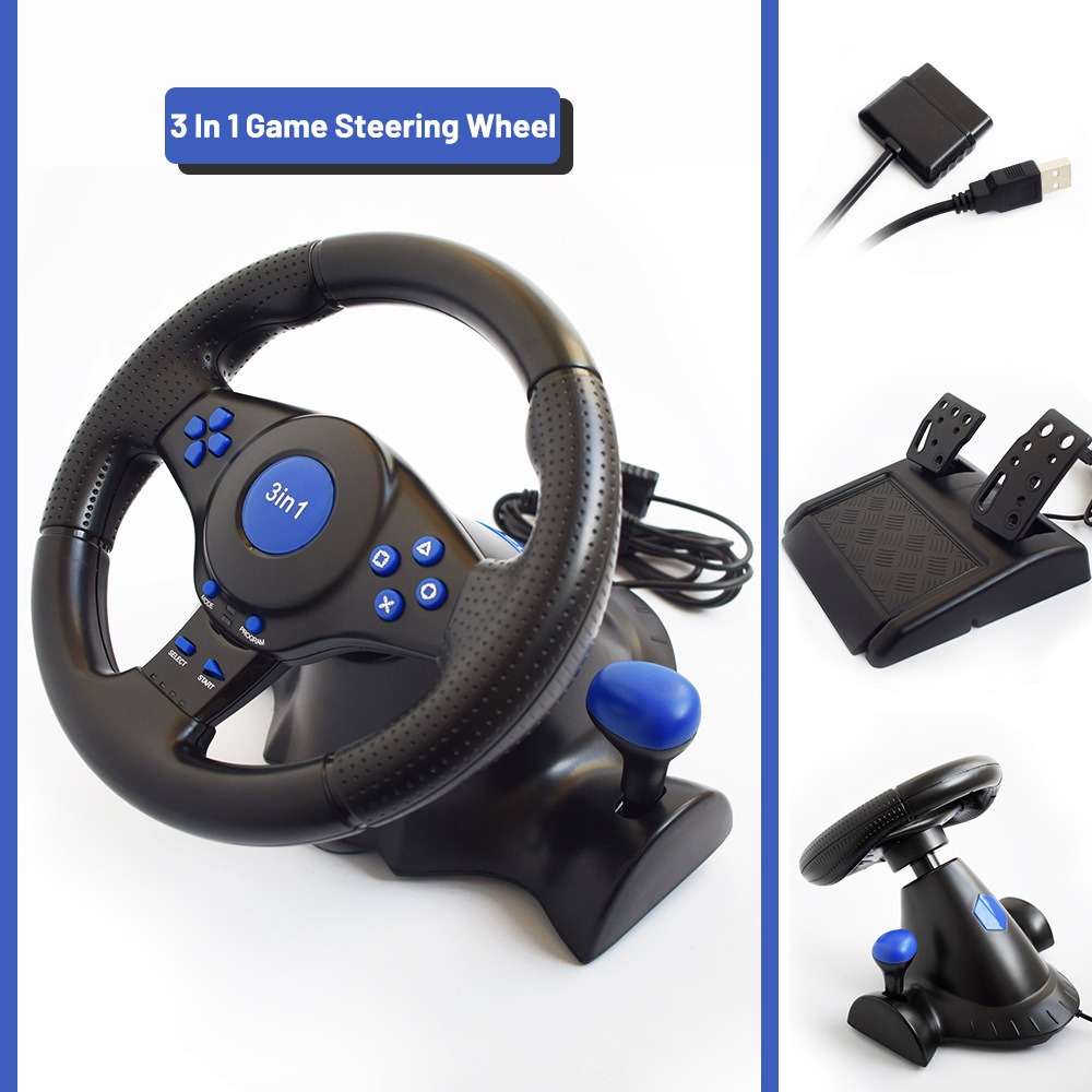 GSE 3 In 1 Racing Game Steering Wheel For PS2 For PS3 Computer USB Car ...