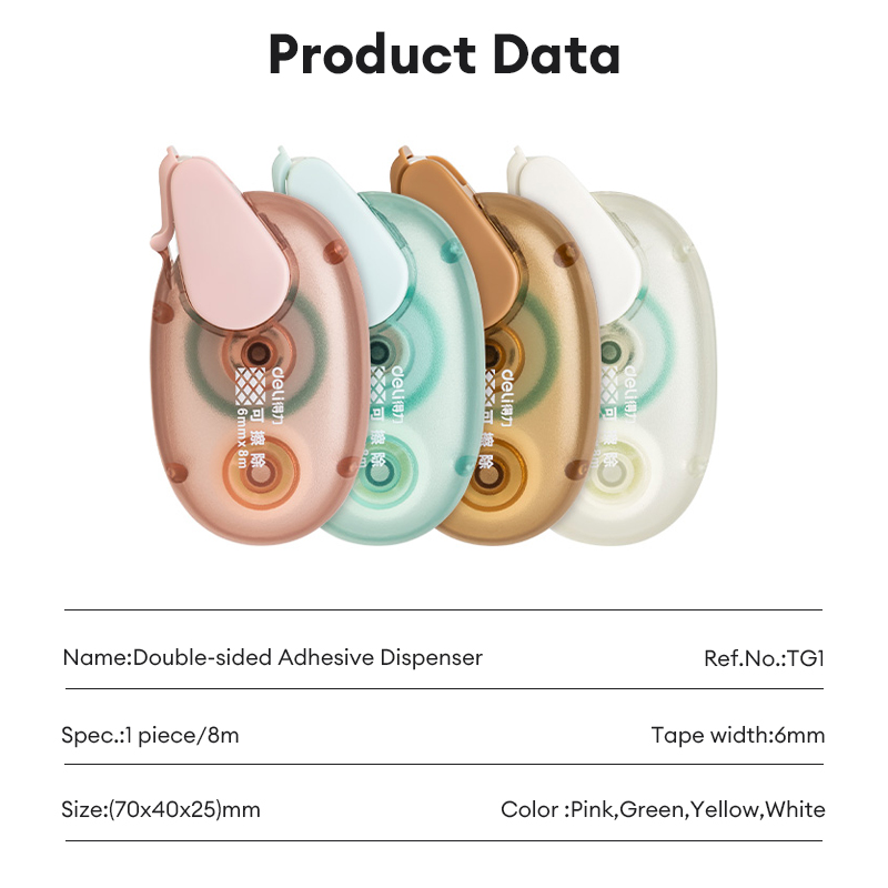 Deli 8m*6mm Rotatable Double-sided Adhesive Device Tape TG1 | Shopee ...