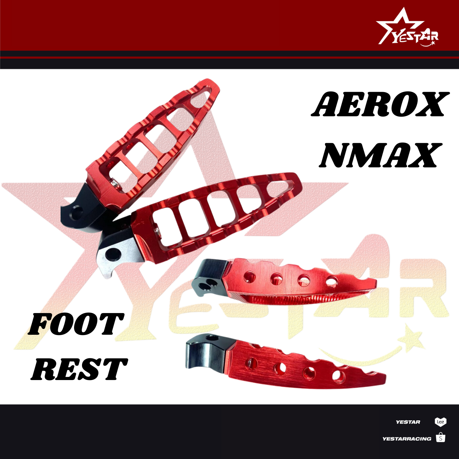 YESTAR RACING 1 SET Yamaha Nmax/Aerox/Xmax/Tmax/Mio Foot Rest Full Cnc ...