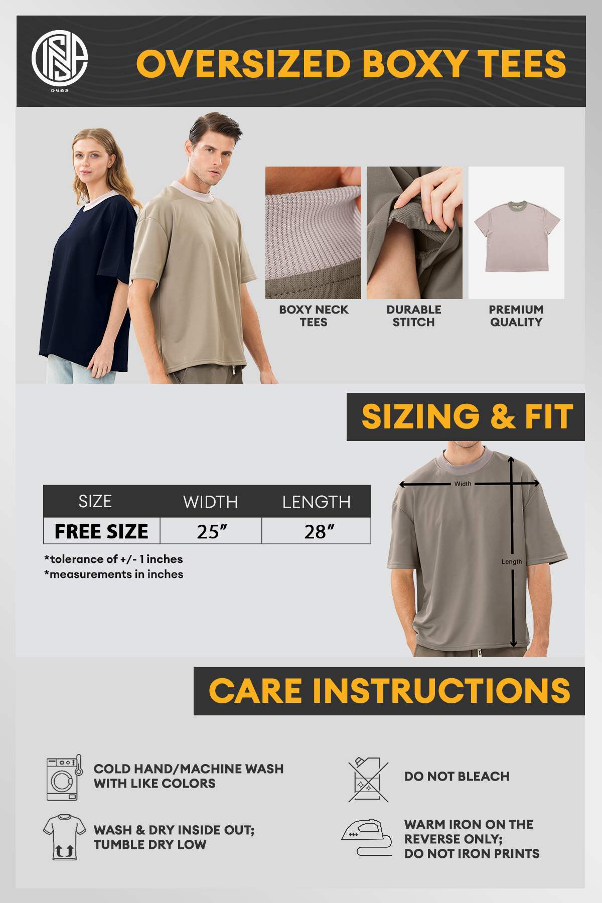 INSPI Oversized Boxy Fit Tshirt for Men and Women Korean Style Plain ...