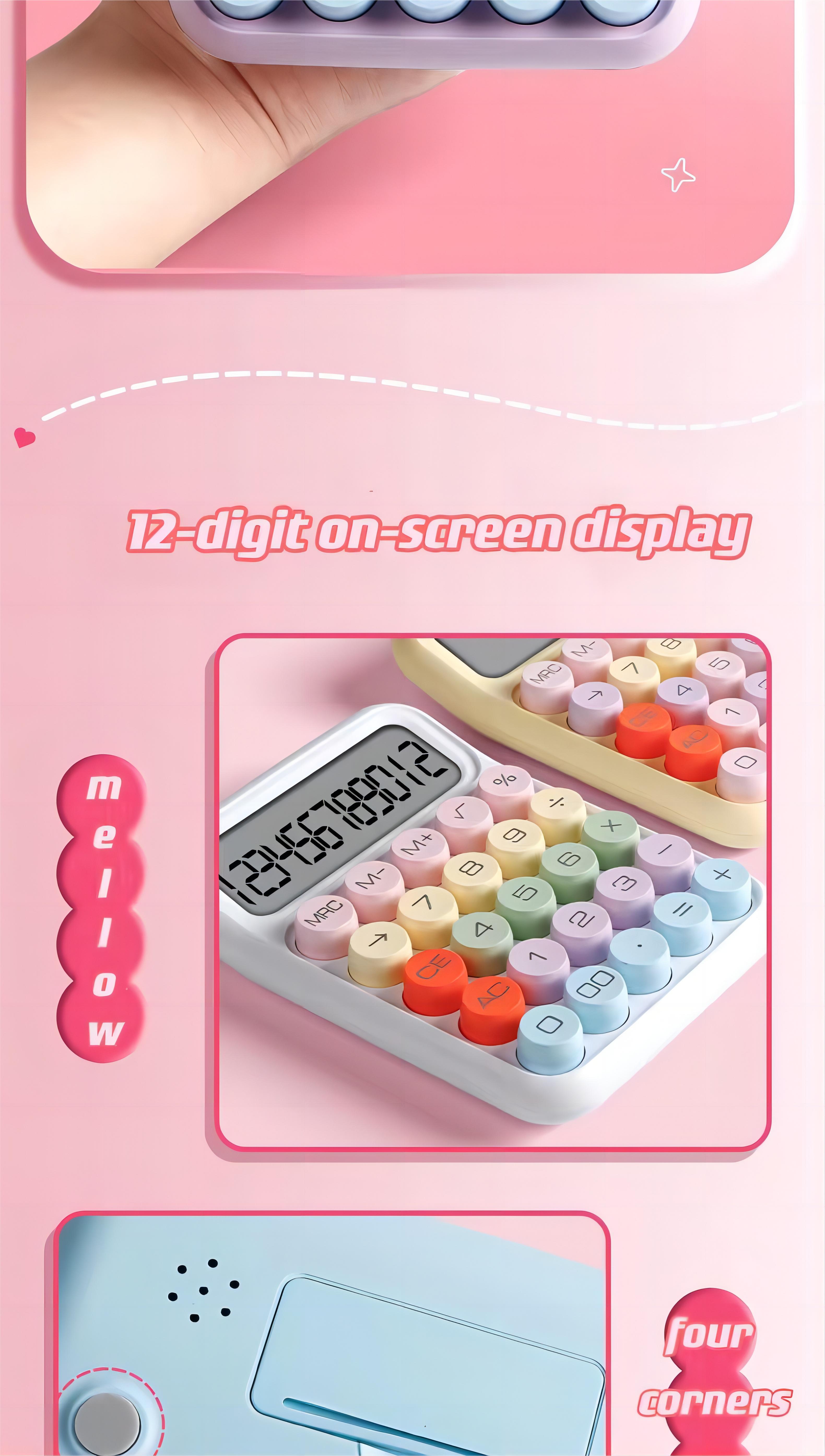 Colorful Calculator 12 Digits Large Display Mechanical Dot Keyboard for ...