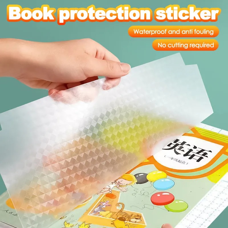 10 Sheets Transparent Self-adhesive Book Wrap Protective Cover S/M/L ...