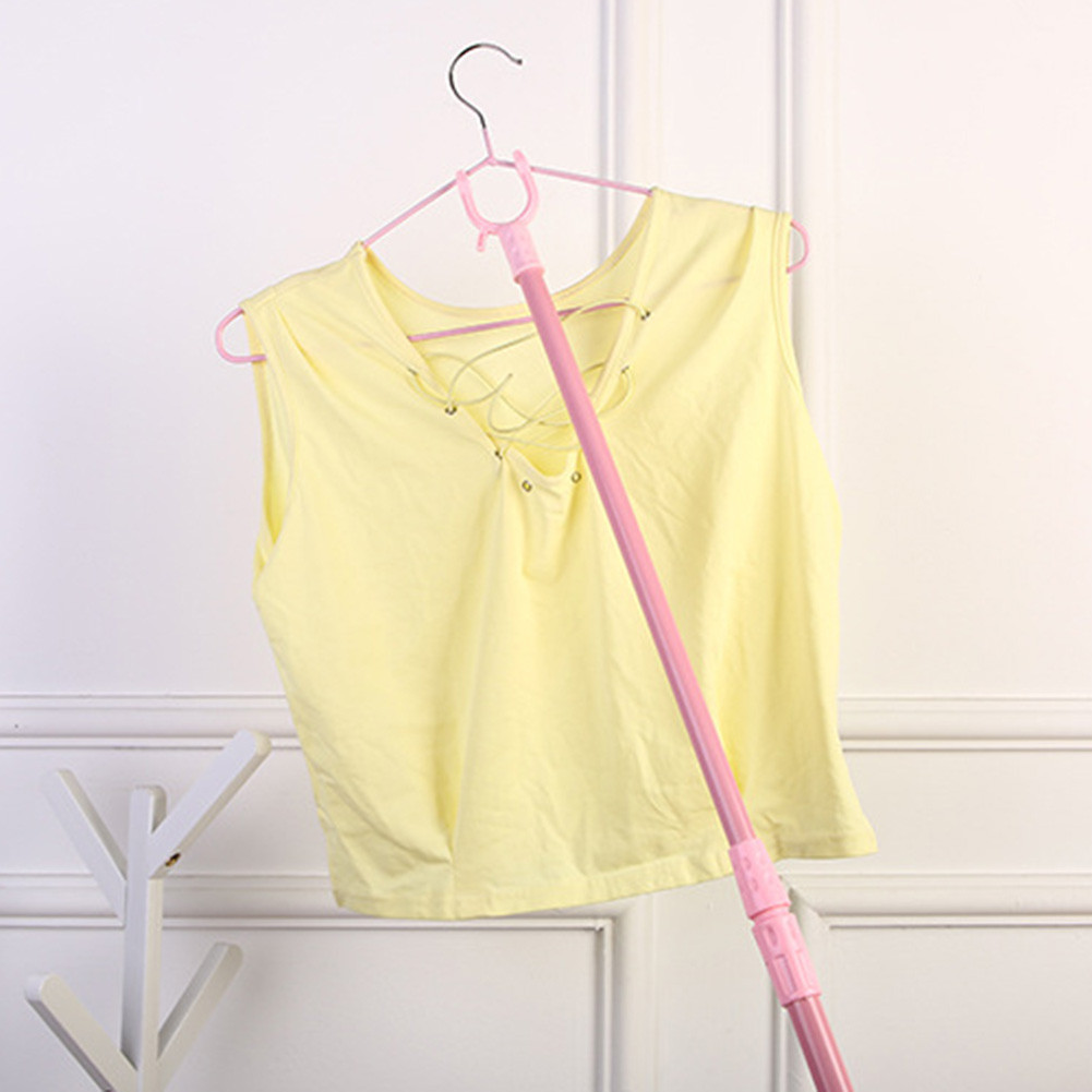 Balcony Clothes Fork Hangers Retractable Pole Space-Saving Drying Rack ...