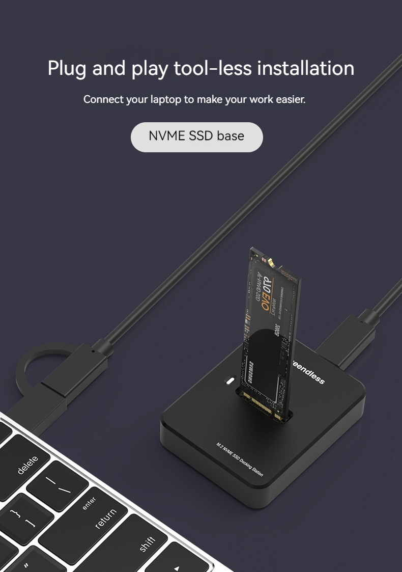 M2 SSD Case NVMe/SATA Enclosure 10Gbps HDD Docking Station M.2 Base Adapter NVMe SSD Dual ...