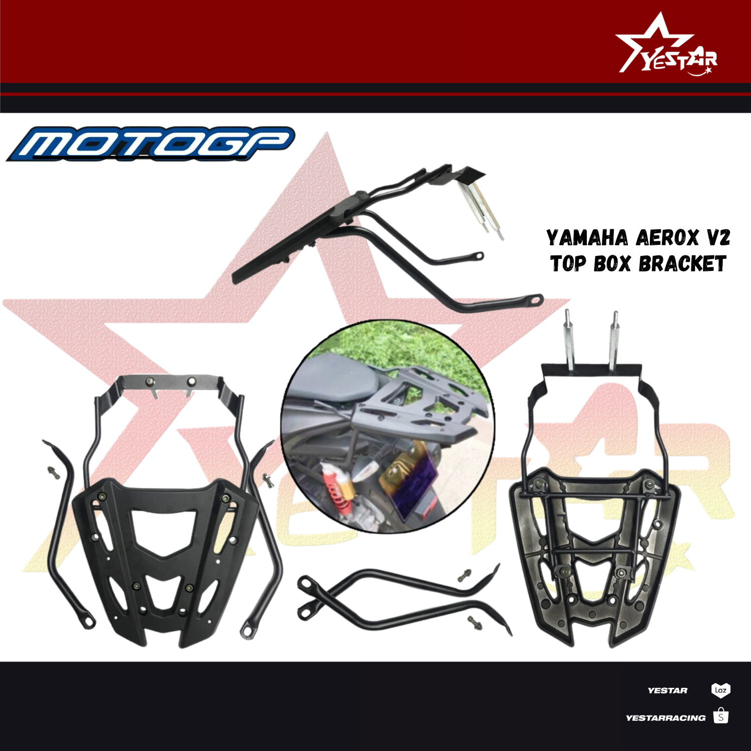 Yestar Racing Yamaha Aerox V2 Monorack Bracket Heavy Duty Top Box ...