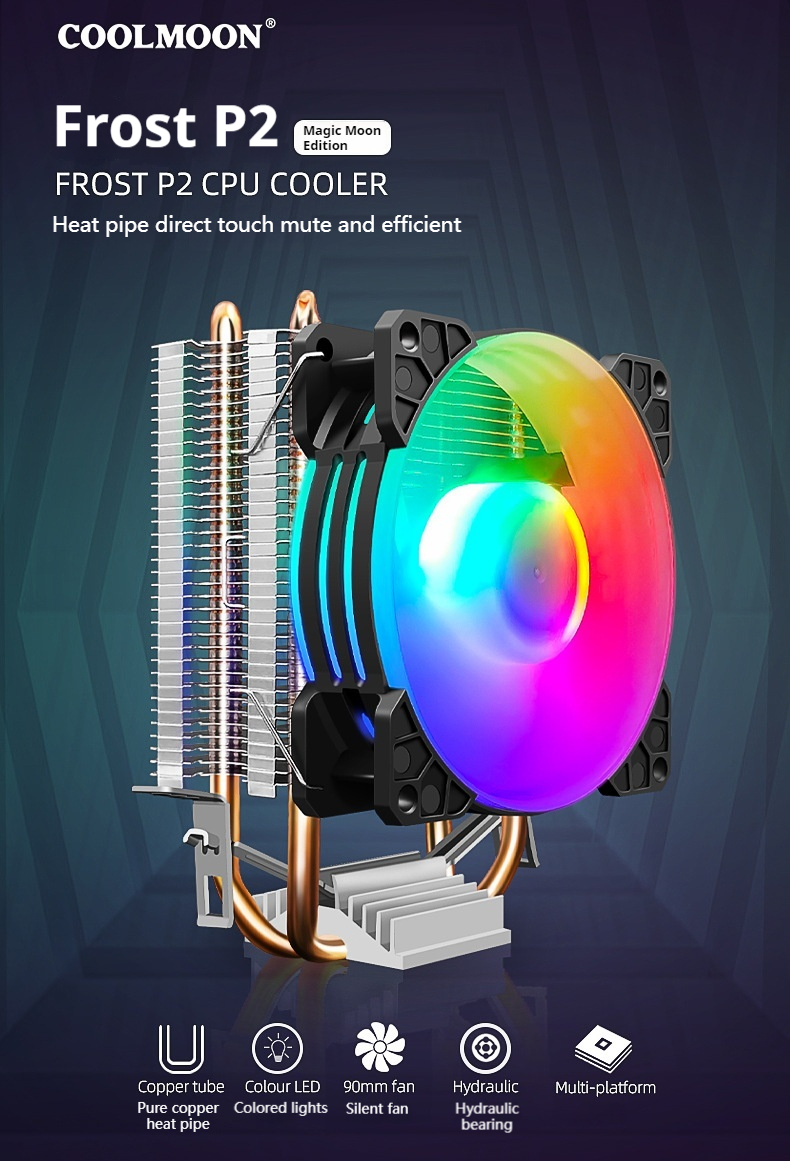 Double Copper Tube CPU Fan Desktop Computer Luminous Mute AMD Air ...