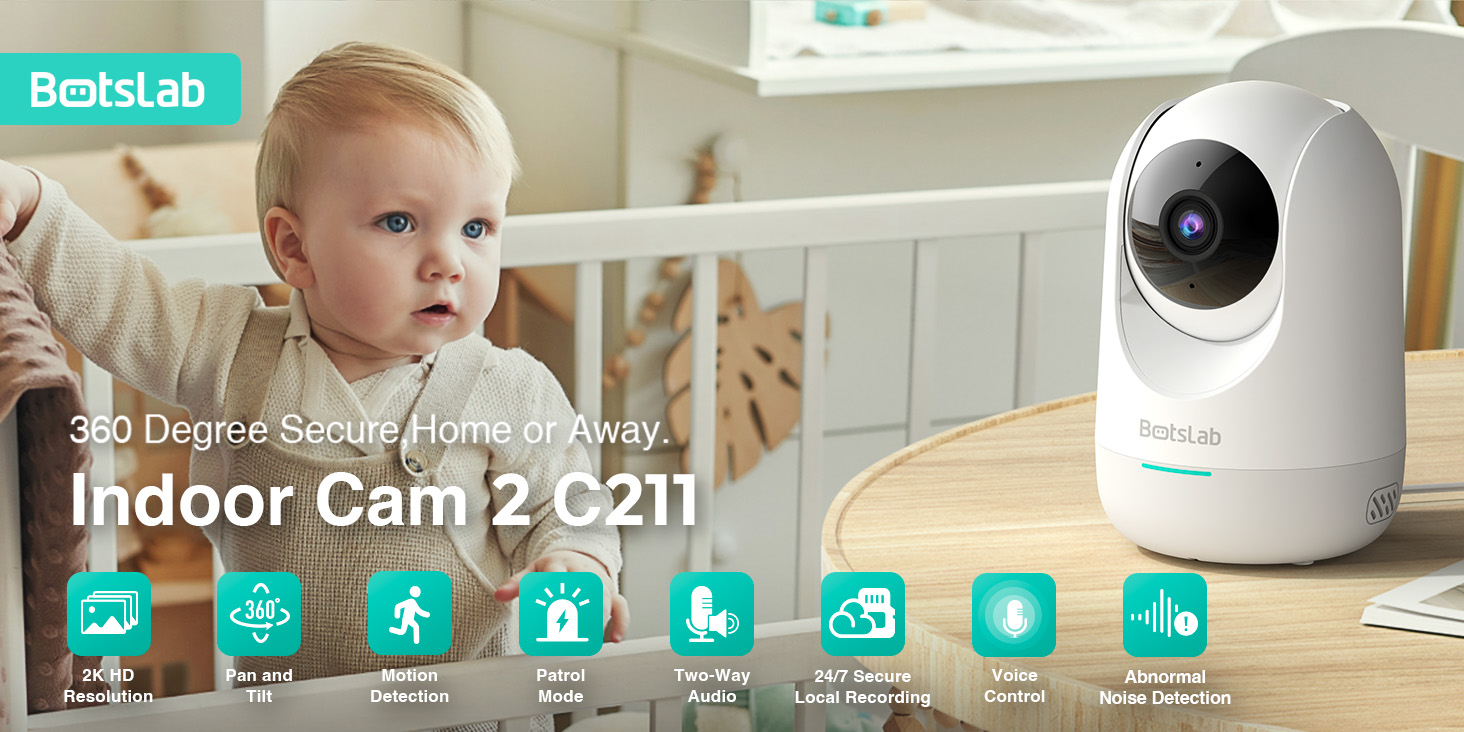 360 Botslab C211 Smart Pan Tilt 360° Camera 2K WiFi Indoor Cam Home ...