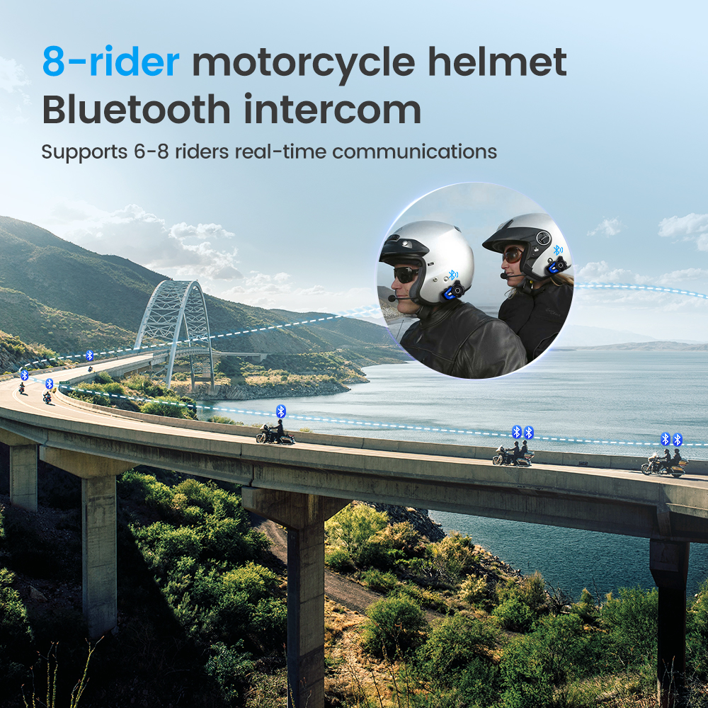 Gearelec Gx8 Bluetooth Motorcycle Intercom Helmet Headset Waterproof