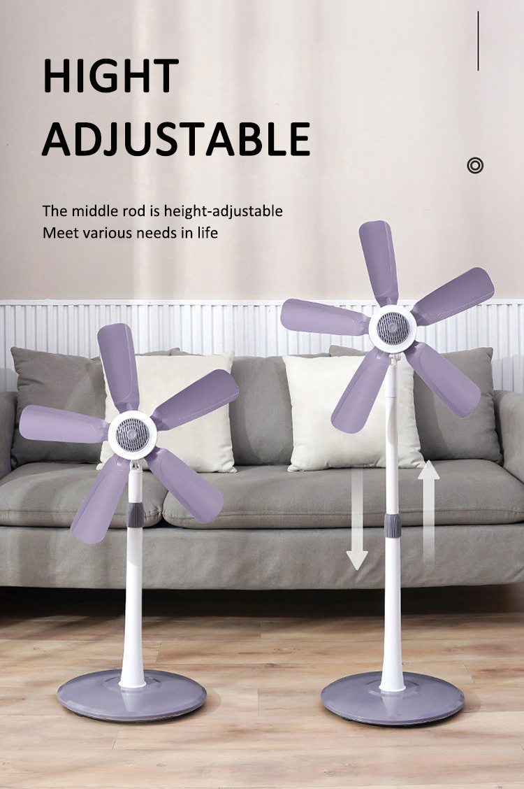 5 Blade Stand Fan Big Wind Portable Electric Floor Fan Adjustable ...
