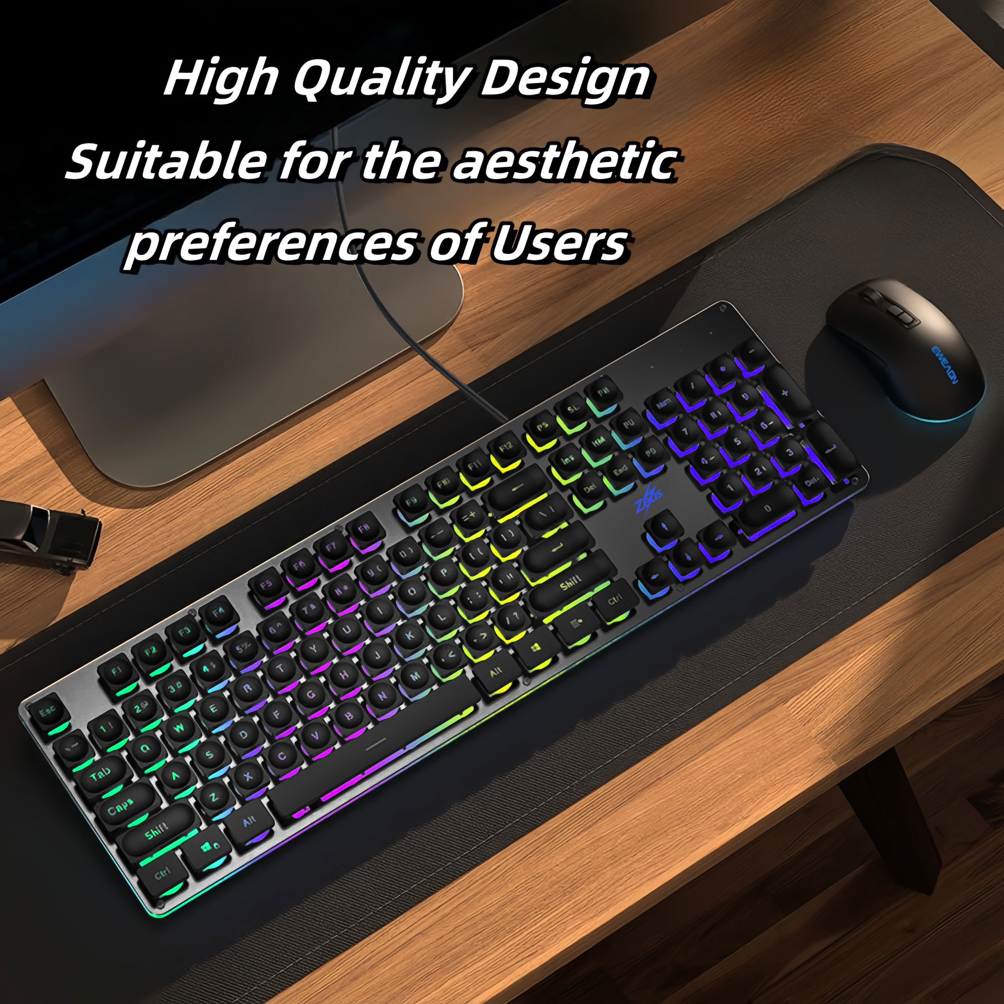 Zeus K-88 Icy Blue Back Light Wired Gaming Keyboard 104 Keys Silent ...