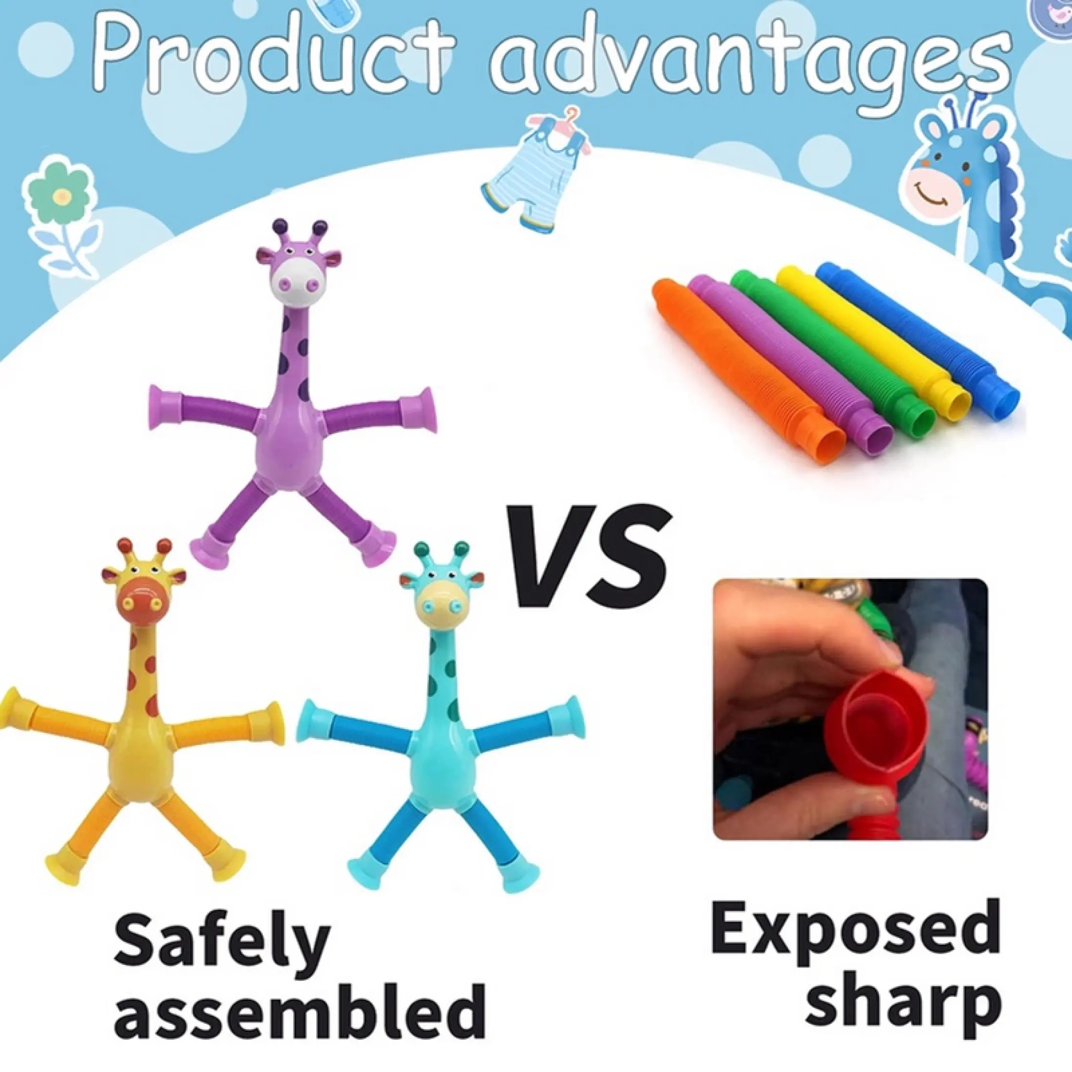 LED Deformation Telescopic Toy Giraffe Cartoon Suction Cup giraffe ...