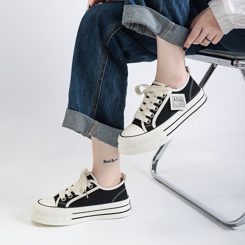 JYS. Thick-soled height-enhancing canvas shoes platform shoes versatile ...