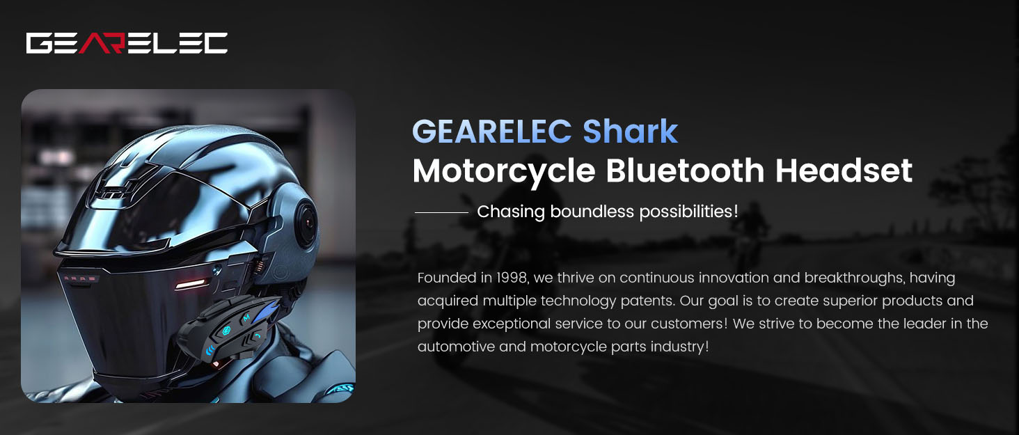 GEARELEC Shark Pro Bluetooth Motorcycle Intercom Headset For 2-8 Rider ...