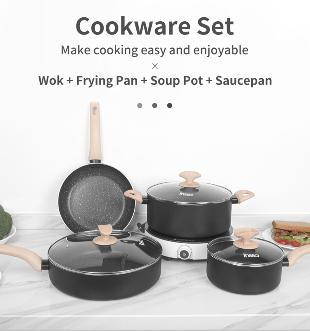 INSSA Saucepan With Lid 18cm Milk Pan Non-stick Coating Non-PFOA ...