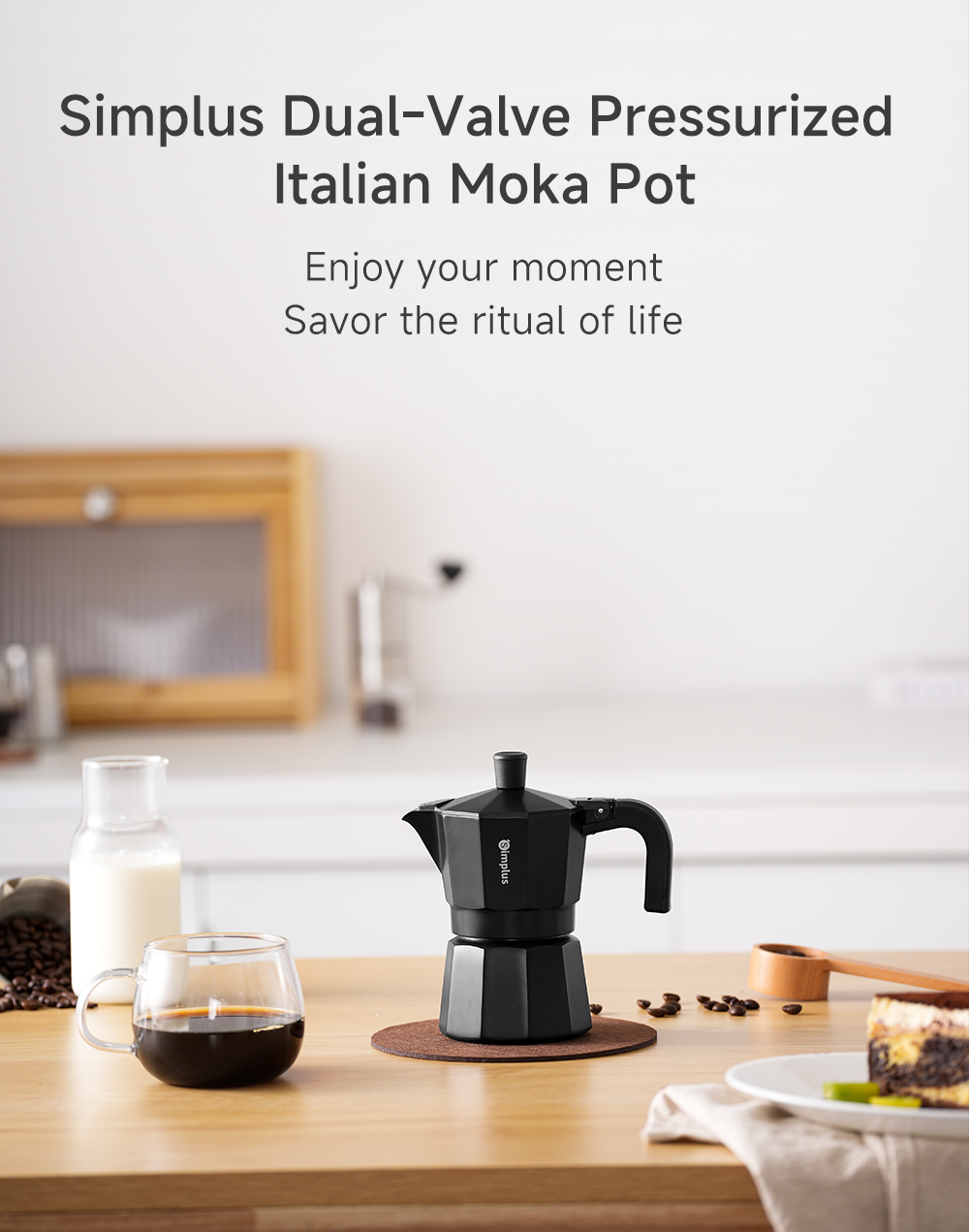 Simplus Moka Pot Dual-Valve Pressurized Extraction Rich Crema Intalian ...