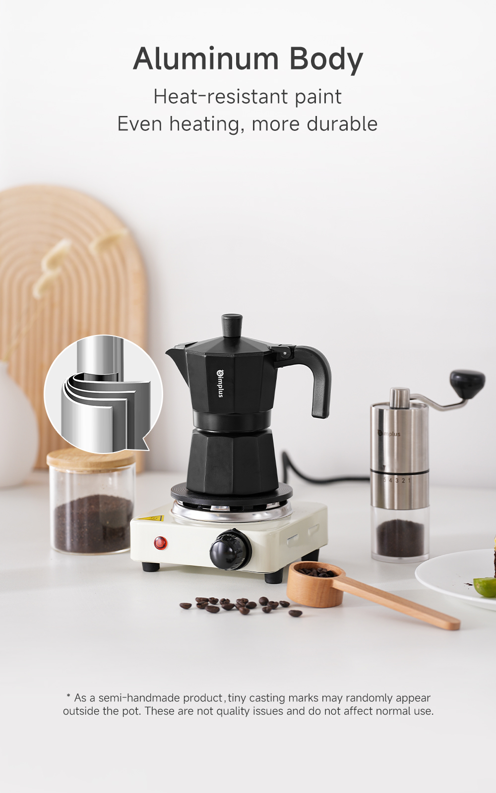 Simplus Moka Pot Dual-Valve Pressurized Extraction Rich Crema Intalian ...