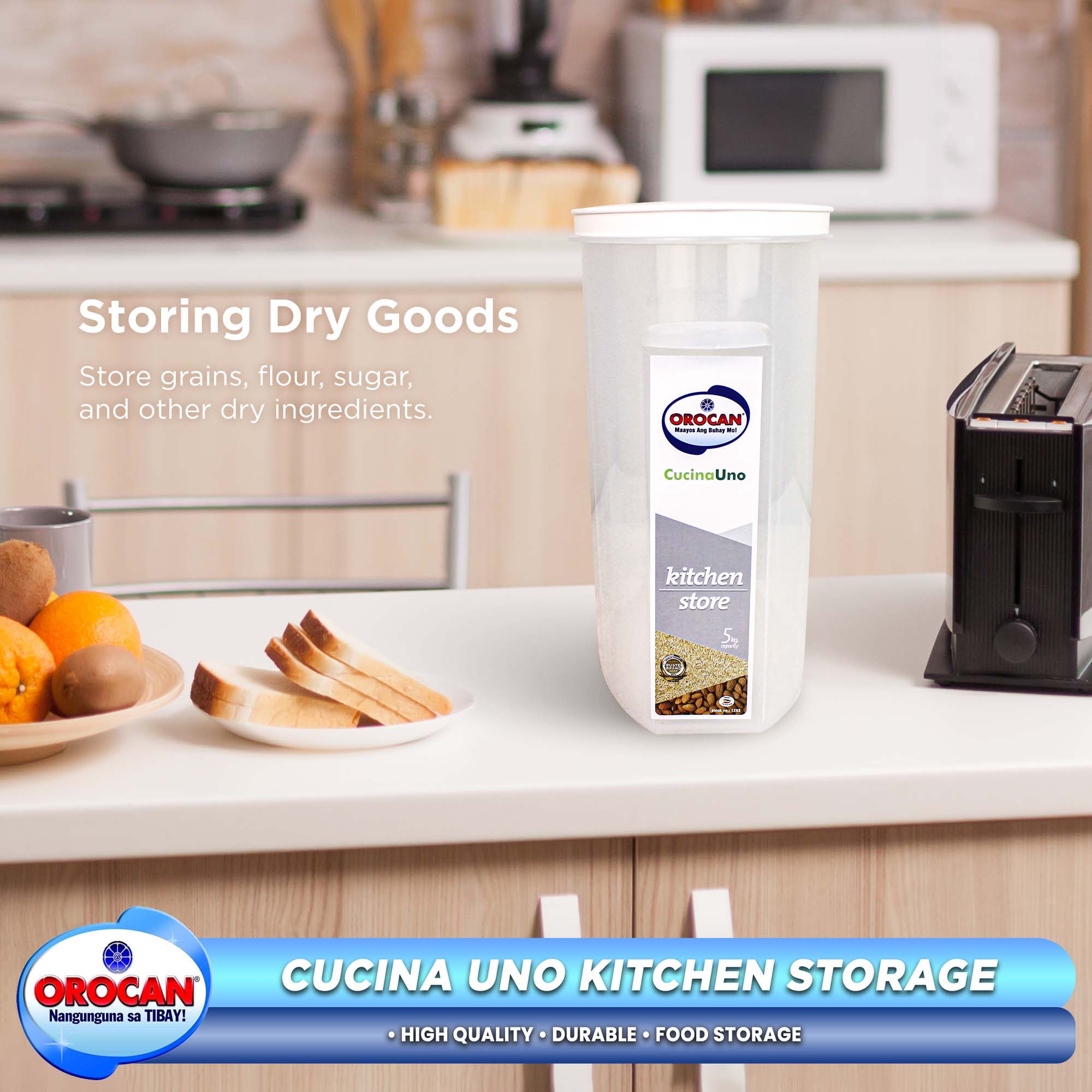 OROCAN Rice Box Food Dispenser Kitchen Storage Cucina Uno 5kg | Shopee ...