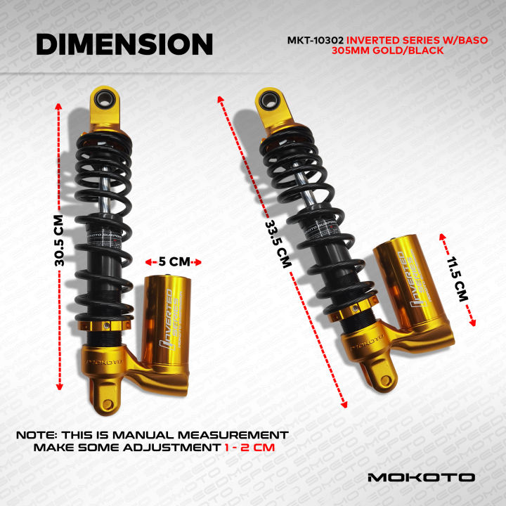 MOKOTO DUAL SHOCK INVERTED SERIES 305MM WITH BASO FOR YAMAHA NMAX 155 ...