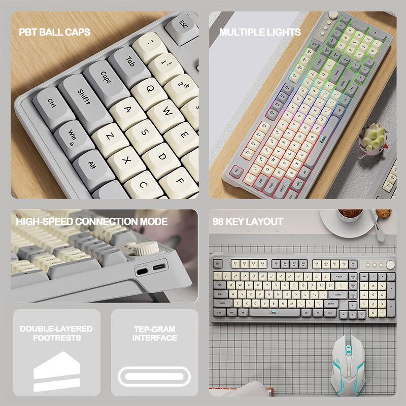 Zeus K77 Wired Gaming Keyboard Multi Colors Mixing 98 Keys Mechanical ...