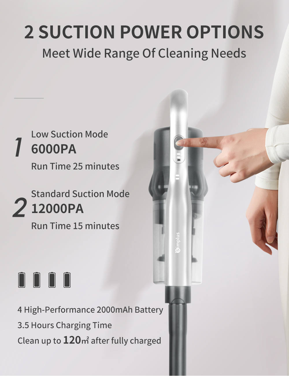 Simplus Cordless Vacuum Cleaner Portable Handheld Strong Suction ...