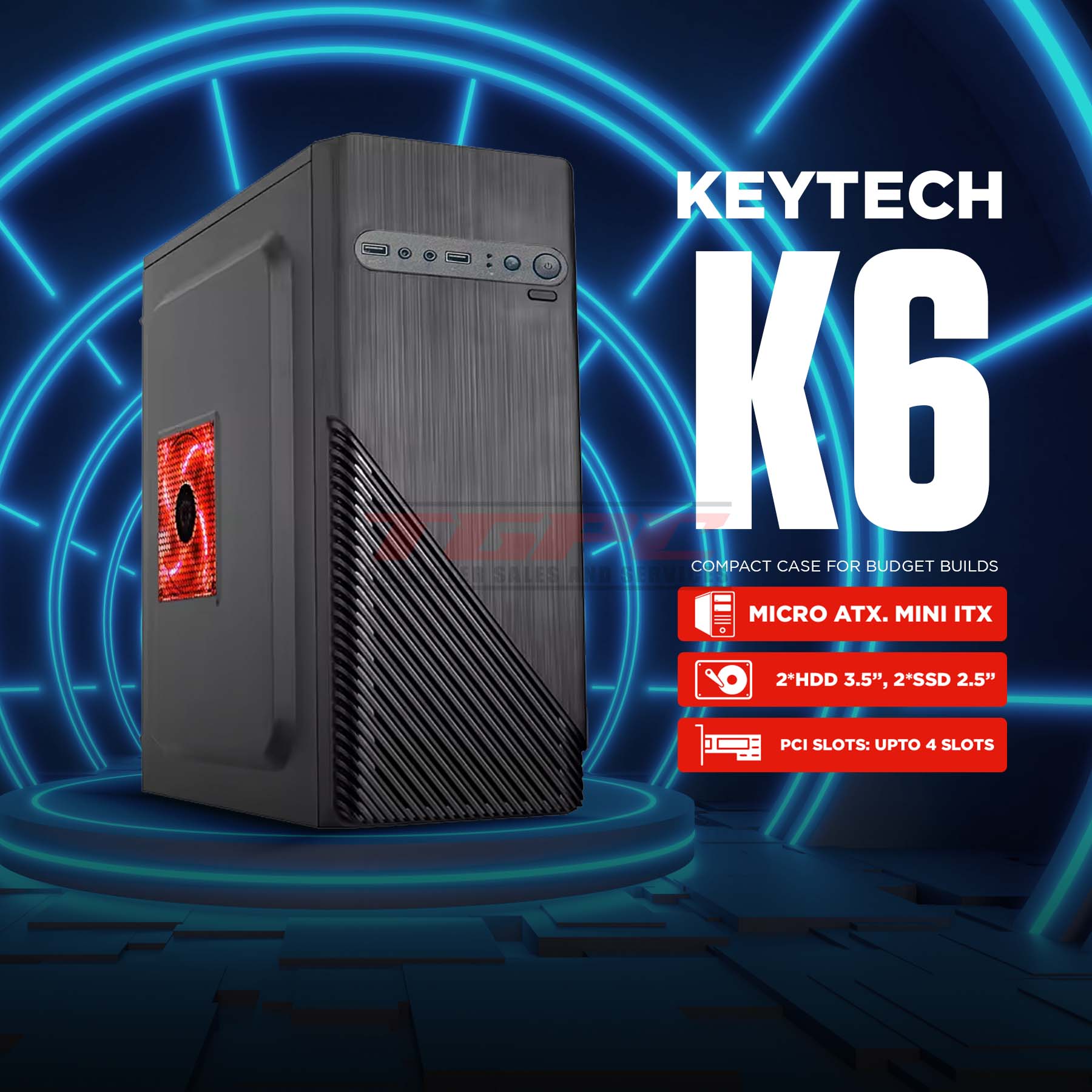 KEYTECH T100 TEMPERED GLASS Side MESH Front panel, Gaming PC Case Black ...