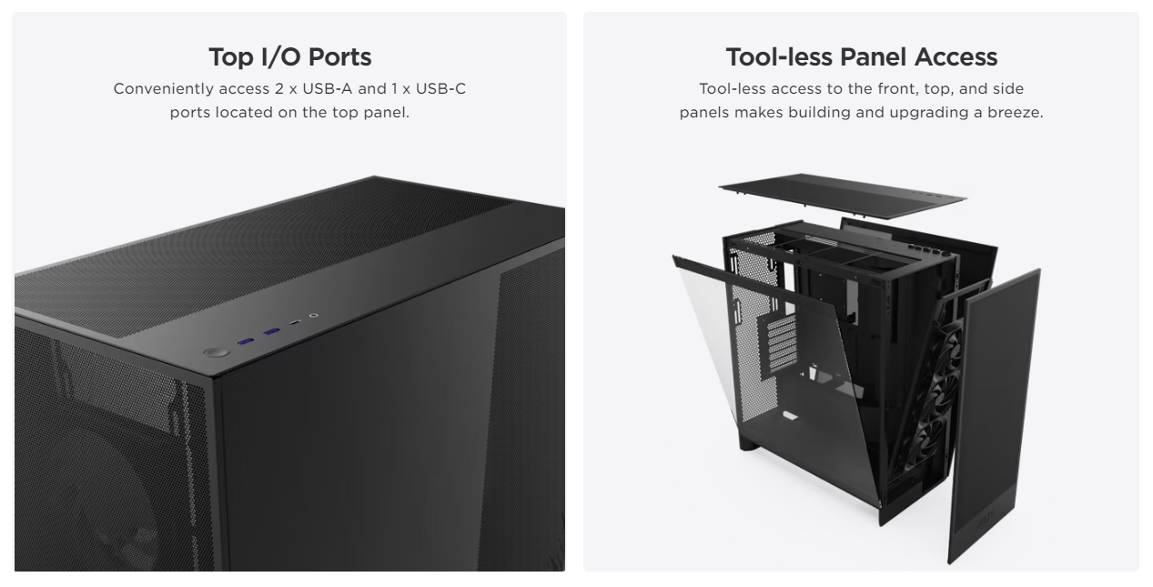 NZXT Computer PC Case H7 Flow Mid-Tower ATX Airflow Case (Black | White ...