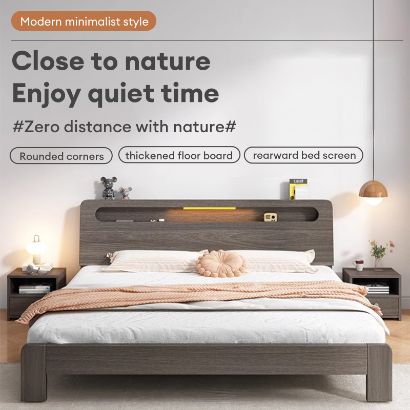 Solid Wood bed Frame Single/Queen/King Family bedstead Bedroom ...